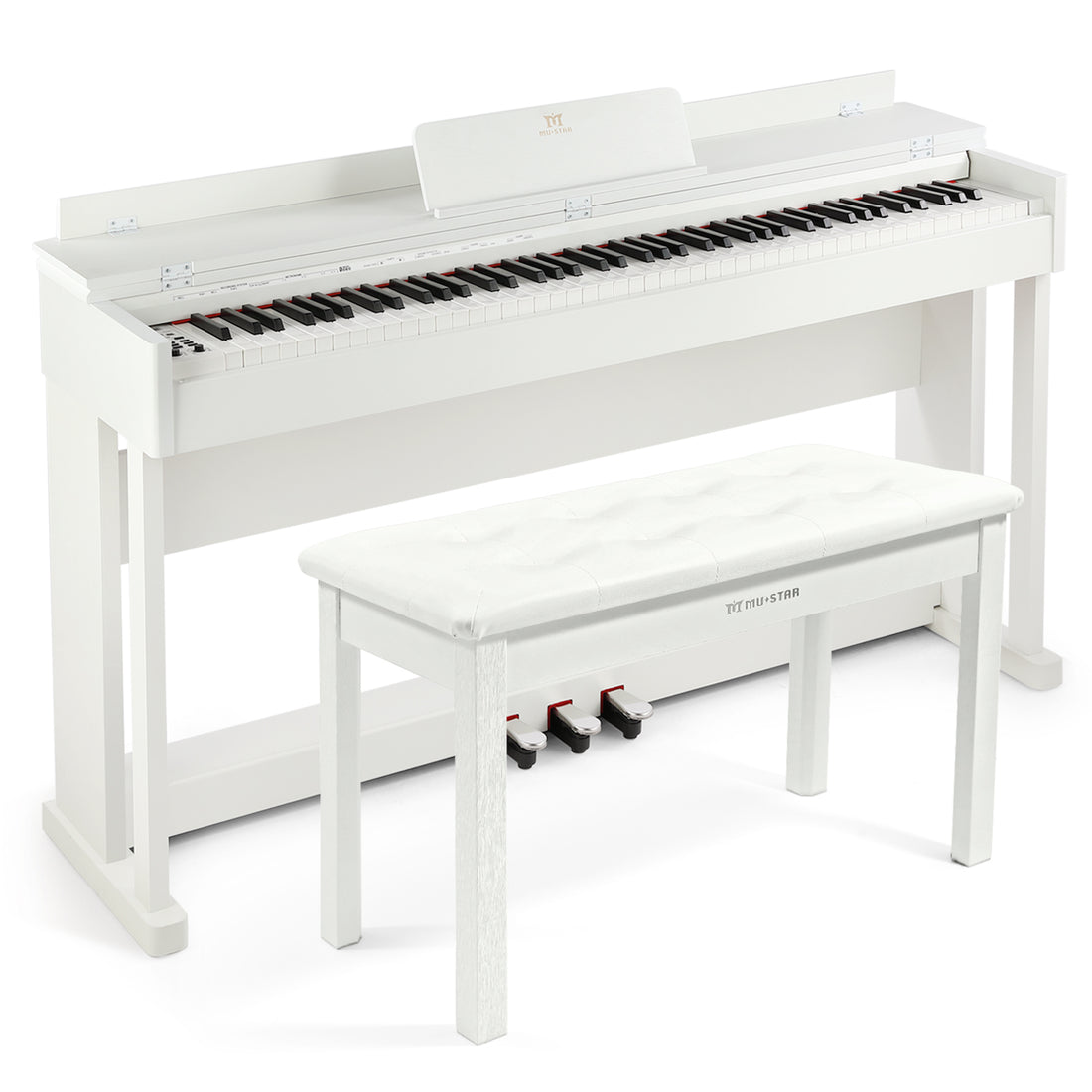 MUSTAR MEP-3000 88 Key Semi-Weighted Electric Piano | White with Bench ...